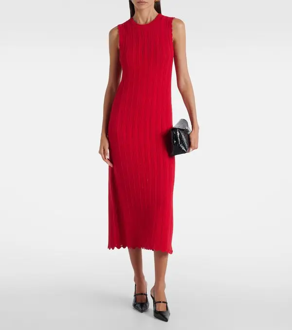 Altuzarra Sissi Open-knit Cotton Midi Dress - Red