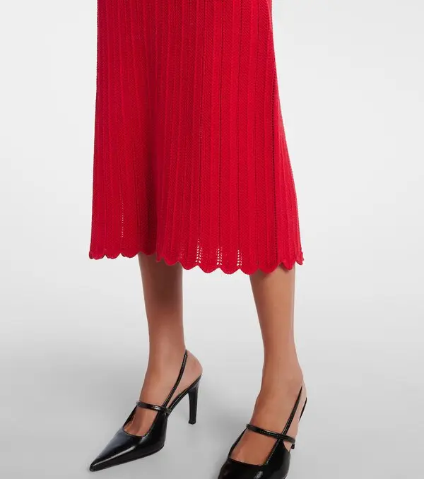Altuzarra Sissi Open-knit Cotton Midi Dress - Red