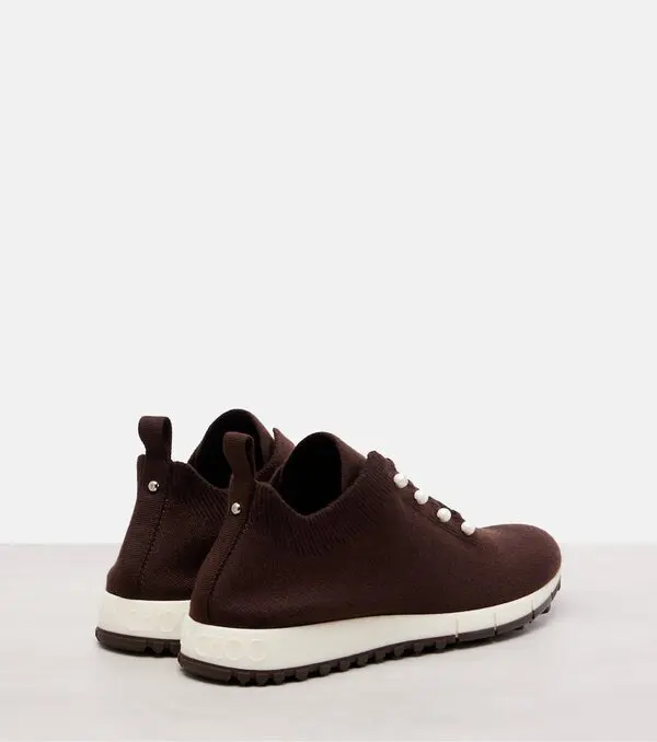 JIMMY CHOO Veles Embellished Cashmere Sneakers - Brown