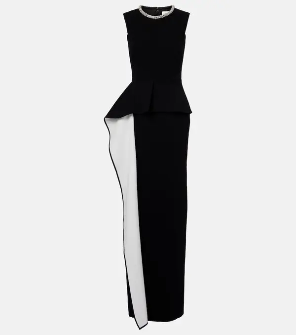 Roland Mouret Embellished Peplum Gown - Black