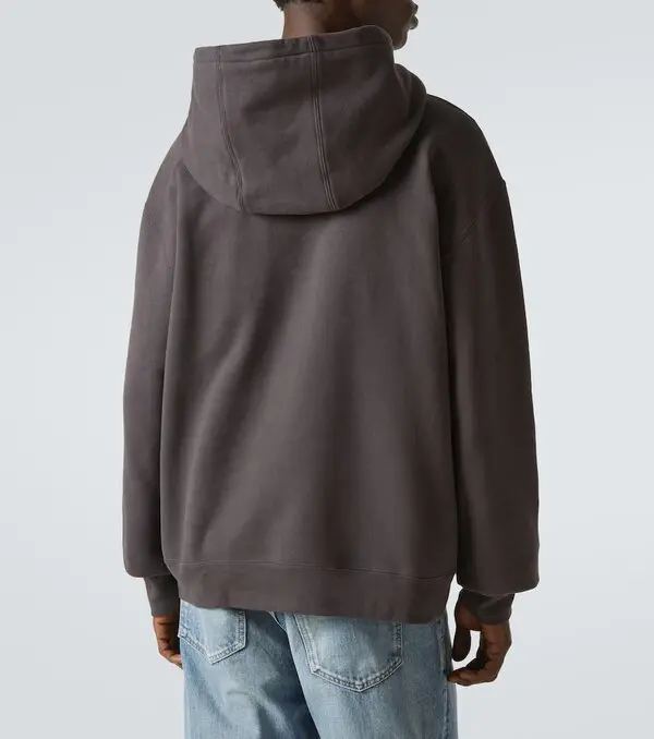 Saint Laurent Logo Cotton Hoodie - Grey