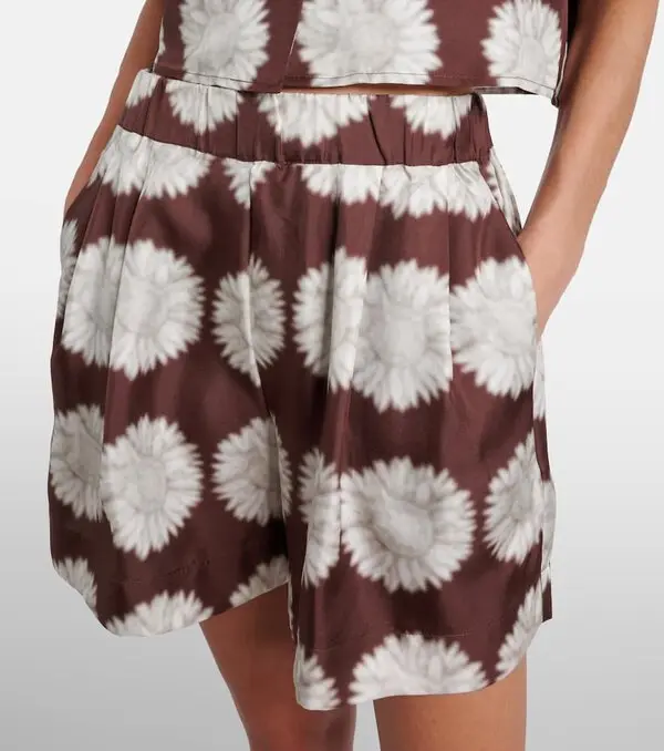 Asceno Zurich Printed Silk Twill Shorts - Brown