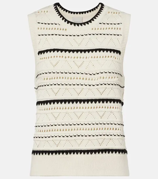 Varley Athena Pointelle Cotton Sweater Vest - Beige