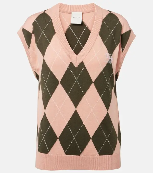 Varley Avika Argyle Cotton-blend Sweater Vest - Pink