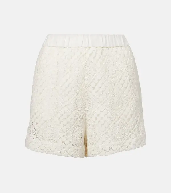 SIR. Crochet High-rise Cotton Shorts - White