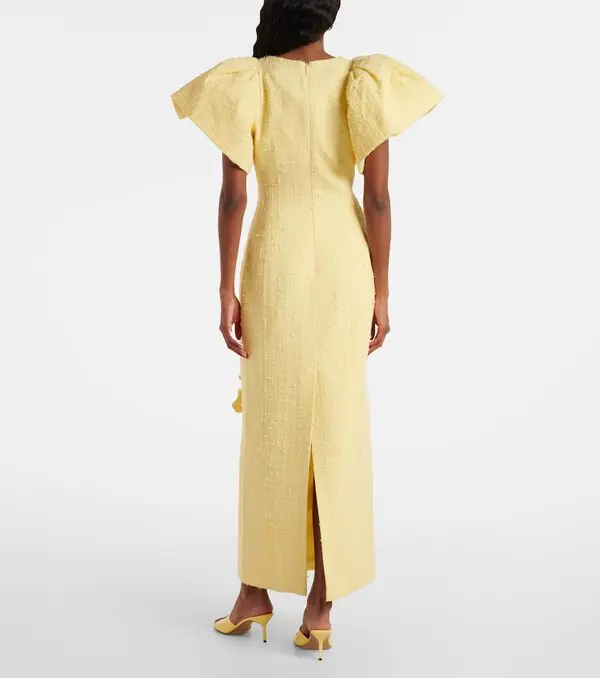 LEO LIN Lucinda Floral-appliqué Tweed Maxi Dress