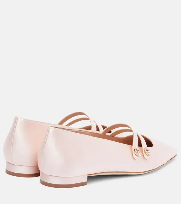 Manolo Blahnik Polmana Satin Mary Jane Flats - Blue