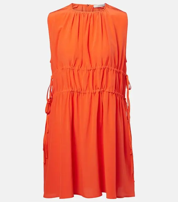 Asceno Como Ruched Silk Crêpe Minidress - Red