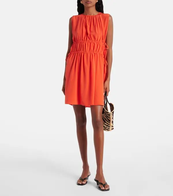 Asceno Como Ruched Silk Crêpe Minidress - Red