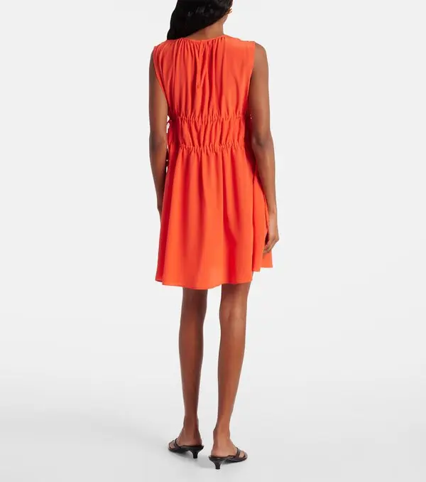 Asceno Como Ruched Silk Crêpe Minidress - Red