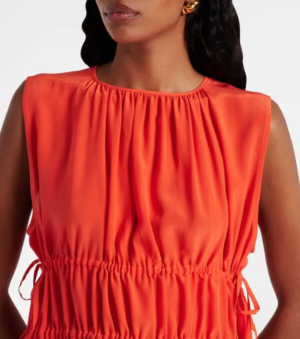 Asceno Como Ruched Silk Crêpe Minidress - Red