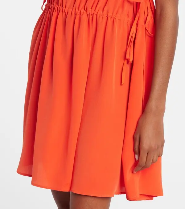 Asceno Como Ruched Silk Crêpe Minidress - Red