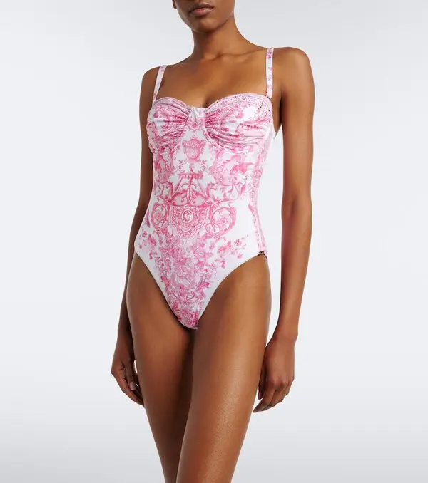 Camilla Embellished Printed One Piece Swimsuit - Pink