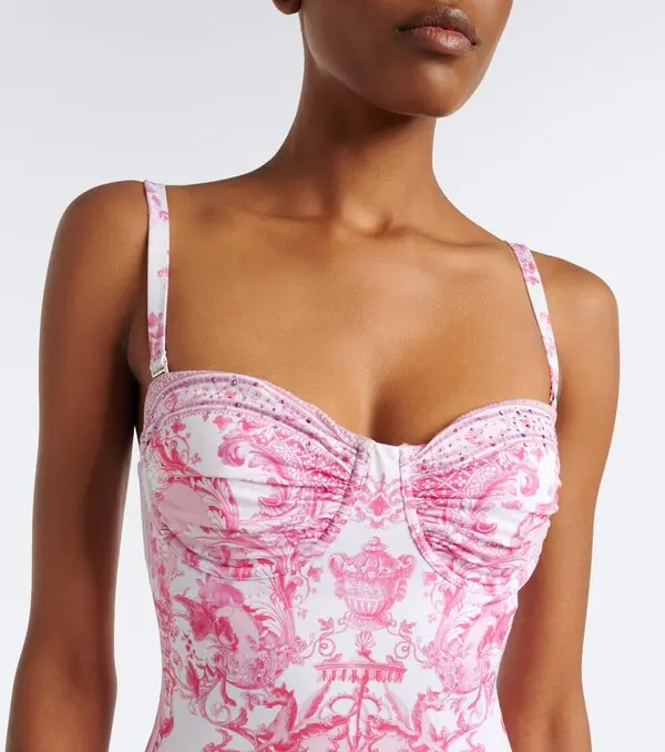 Camilla Embellished Printed One Piece Swimsuit - Pink