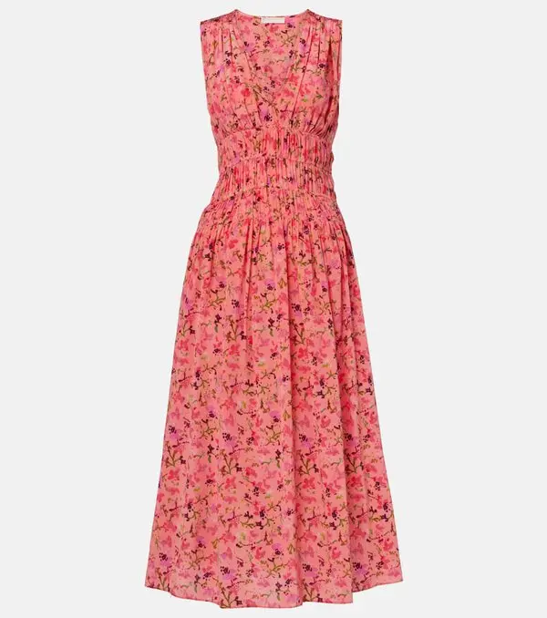 Ulla Johnson Sylvie Floral Silk Midi Dress - Pink