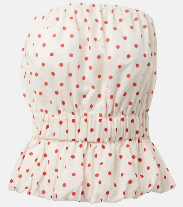 Posse Aurelia Polka-dot Linen Top - White