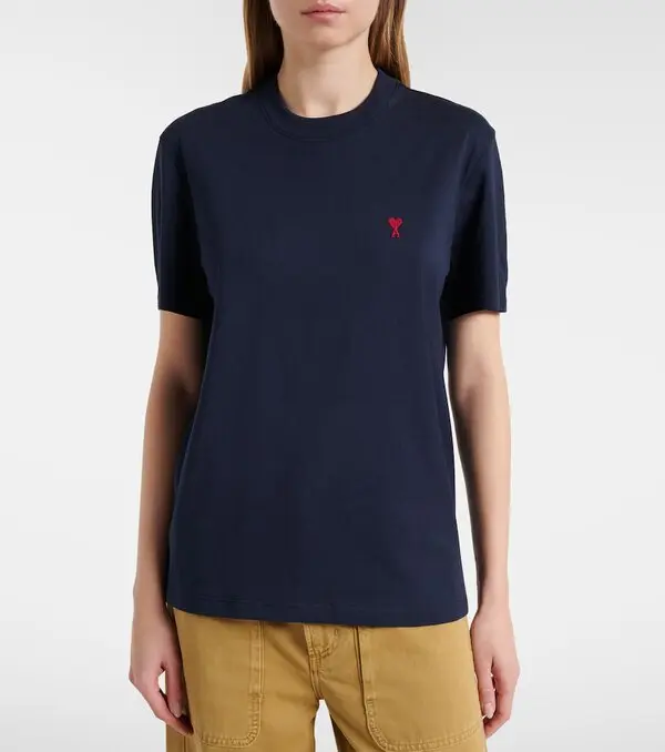 AMI Paris De Coeur Cotton Jersey T-shirt - Blue