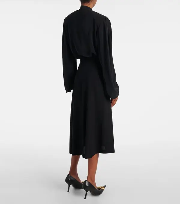 Balenciaga Draped Gathered Crêpe Midi Skirt