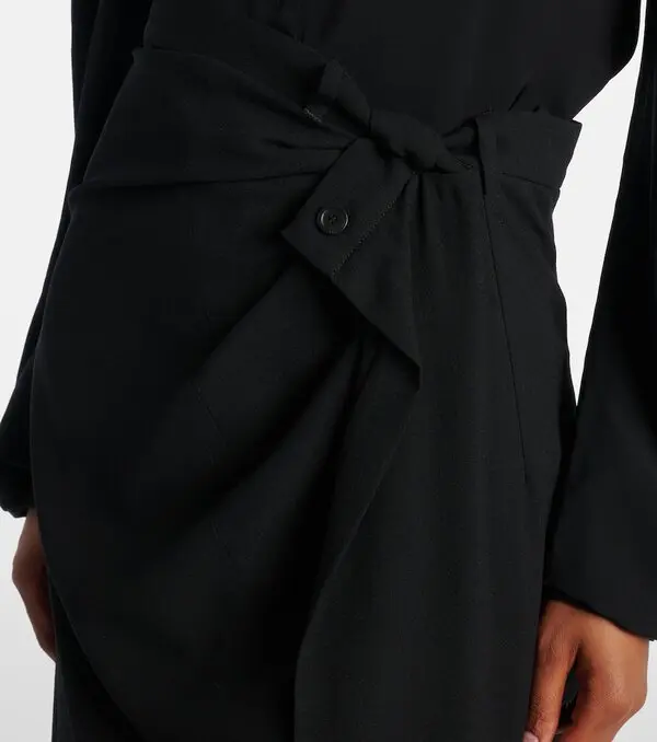 Balenciaga Draped Gathered Crêpe Midi Skirt