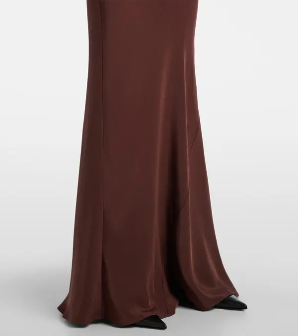 Roland Mouret Lace-trimmed Silk Satin Gown - Brown