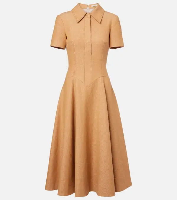 EMILIA WICKSTEAD Jody Cotton And Linen Blend Dress - Beige