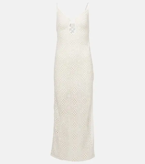 SIR. Rayure Crochet Cotton Maxi Dress - White