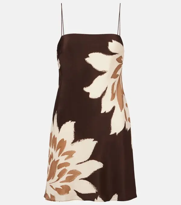 SIR. Floral Silk Satin Slip Dress - Brown