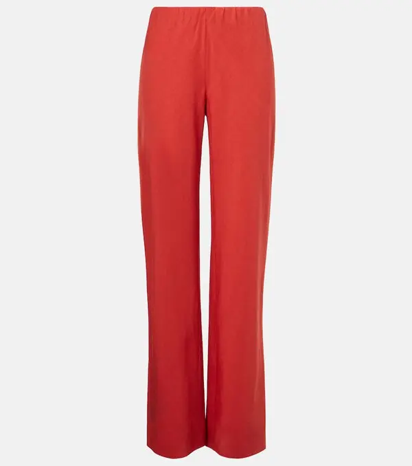 Vince Cotton And Linen-blend Wide-leg Pants - Red