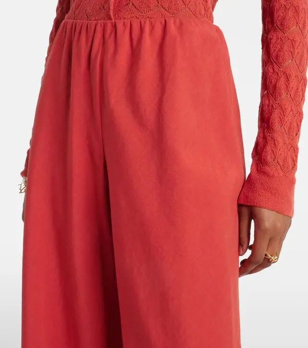 Vince Cotton And Linen-blend Wide-leg Pants