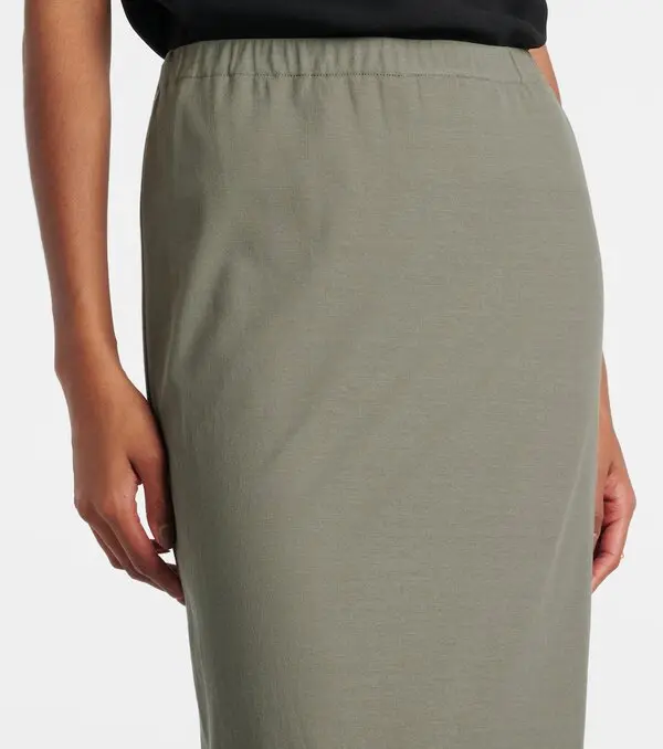 Vince Cotton Midi Skirt - Green