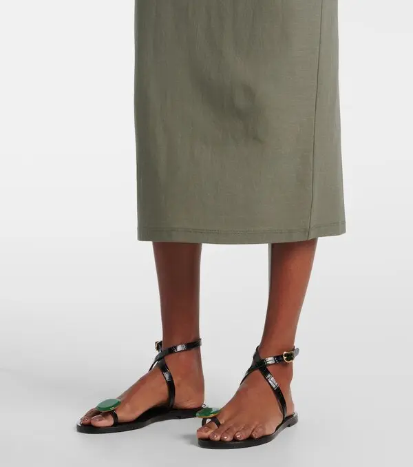 Vince Cotton Midi Skirt - Green