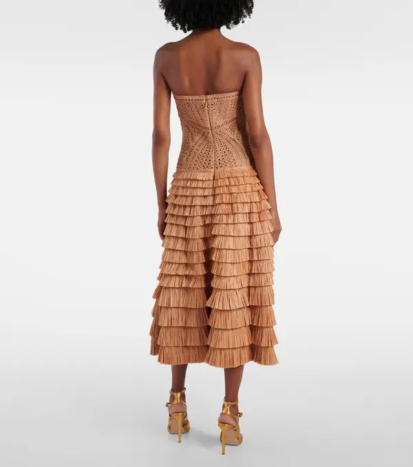 Simkhai Santana Raffia-blend Bustier Midi Dress