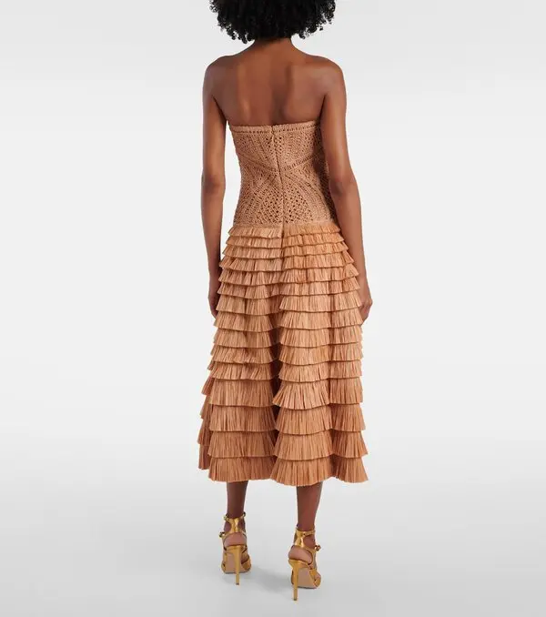 Simkhai Santana Raffia-blend Bustier Midi Dress