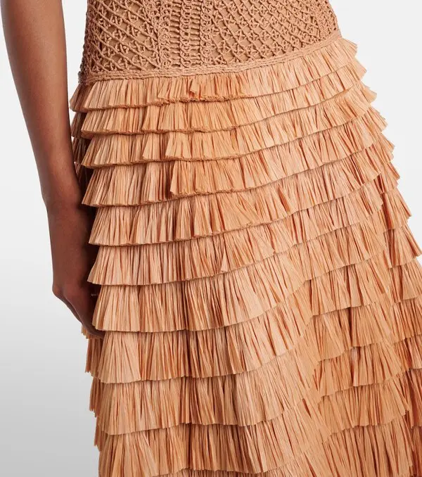 Simkhai Santana Raffia-blend Bustier Midi Dress
