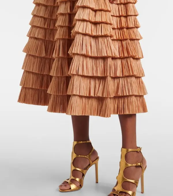 Simkhai Santana Raffia-blend Bustier Midi Dress