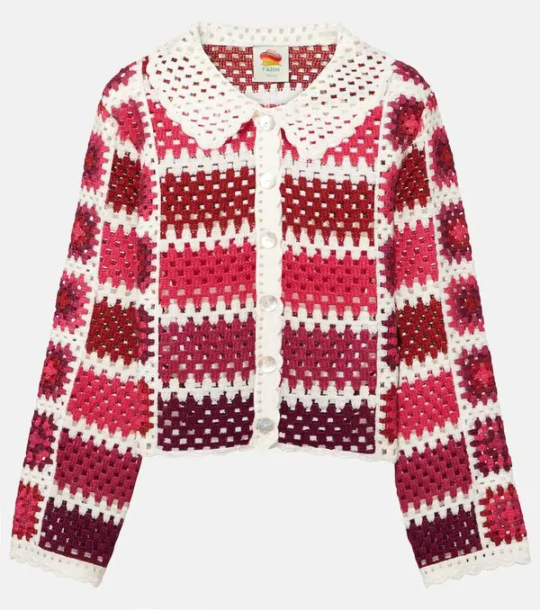 Farm Rio Crochet Cardigan - Red