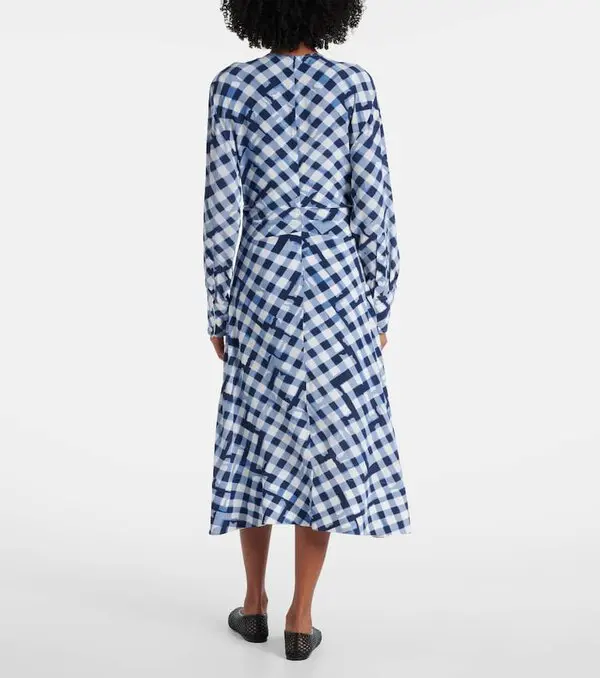 Proenza Schouler Checked Gathered Midi Dress