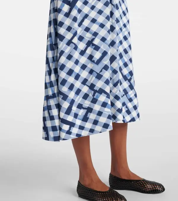 Proenza Schouler Checked Gathered Midi Dress