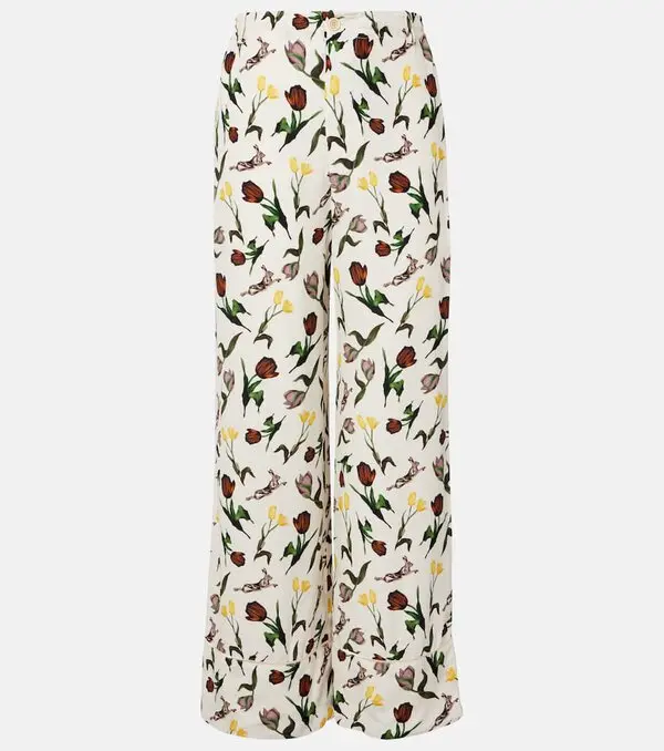 Marni Printed Silk Palazzo Pants