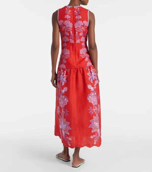 farm rio porcelain garden red midi dress Farm Rio