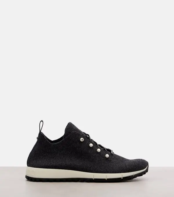 JIMMY CHOO Embellished Cashmere Sneakers - Black