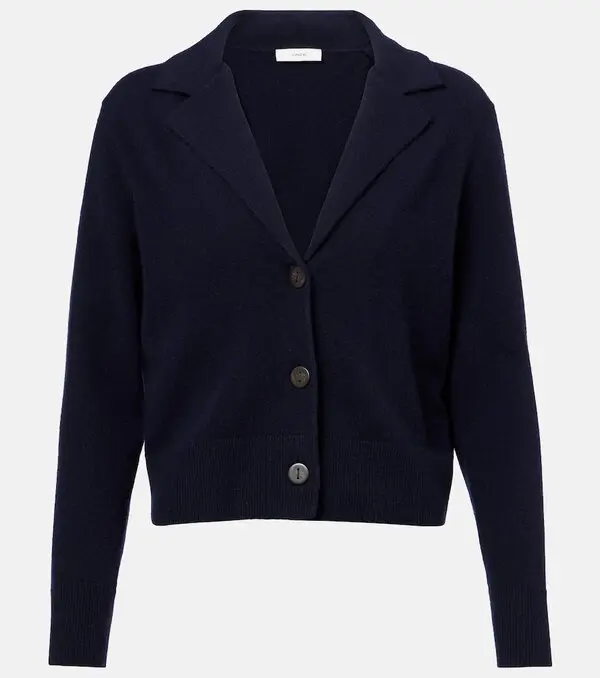 Vince Cropped Wool And Cashmere Cardigan - Blue