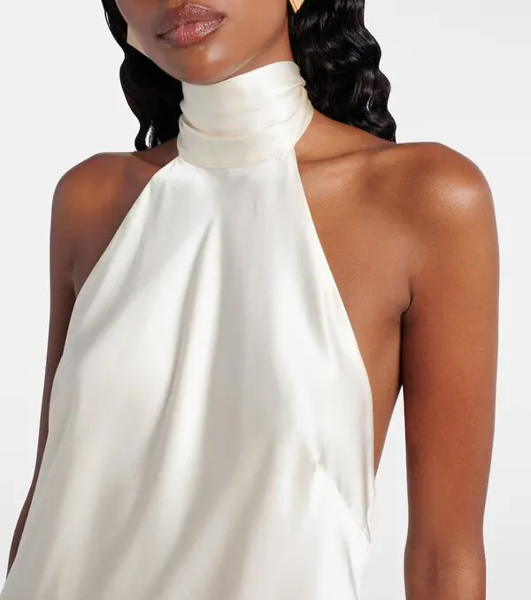 Rixo Capucine Silk Satin Minidress - White