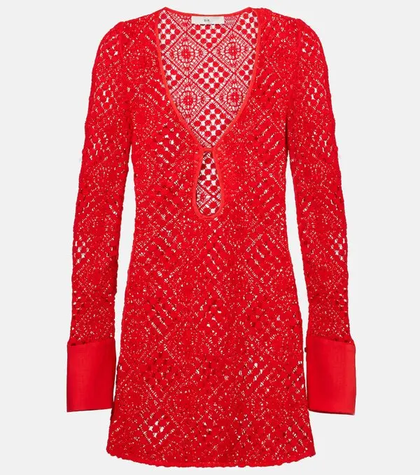 SIR. Rayure Crochet Minidress - Red