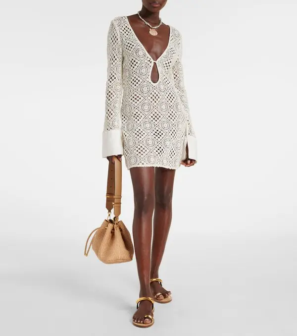 SIR. Rayure Crochet Cotton Minidress - White