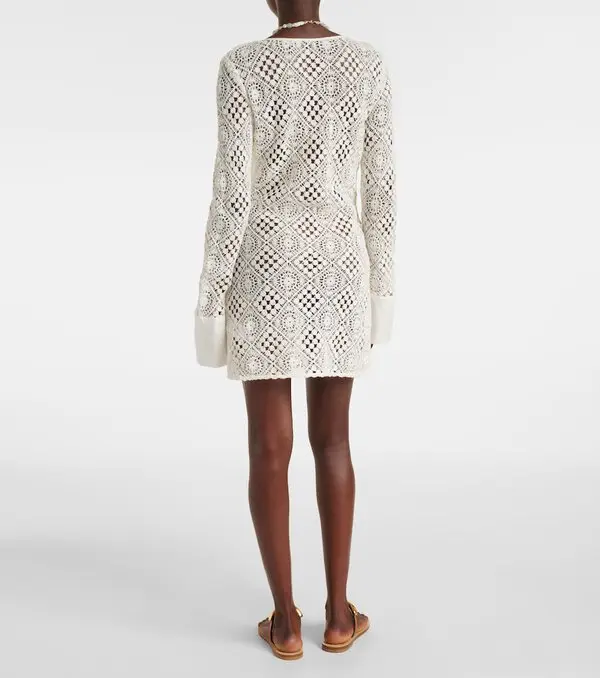 SIR. Rayure Crochet Cotton Minidress - White