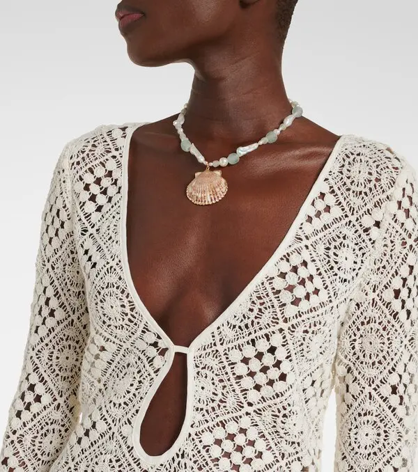 SIR. Rayure Crochet Cotton Minidress - White