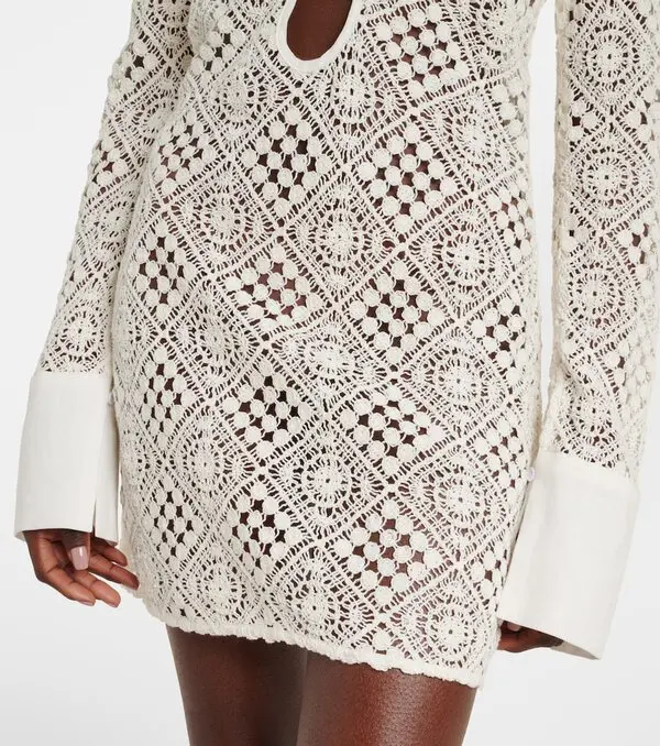 SIR. Rayure Crochet Cotton Minidress - White