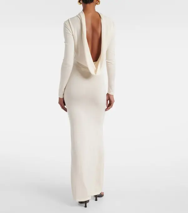 AYA MUSE Knitted Silk And Cashmere Maxi Dress - Beige