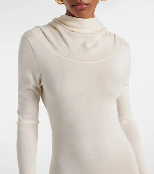 AYA MUSE Knitted Silk And Cashmere Maxi Dress - Beige